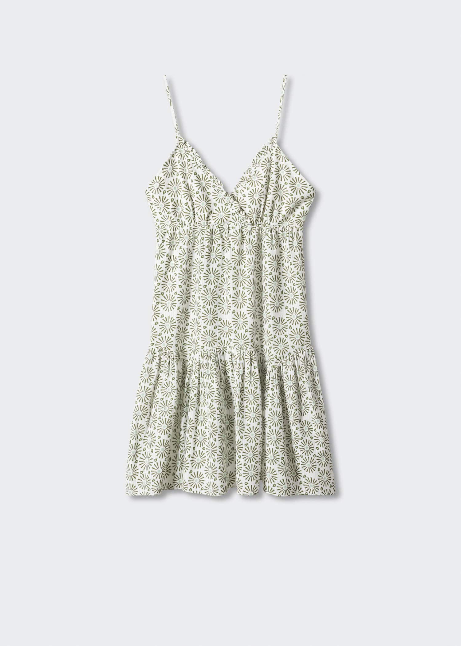 MANGO Ruffle Printed Dress in Pastel Green | Endource