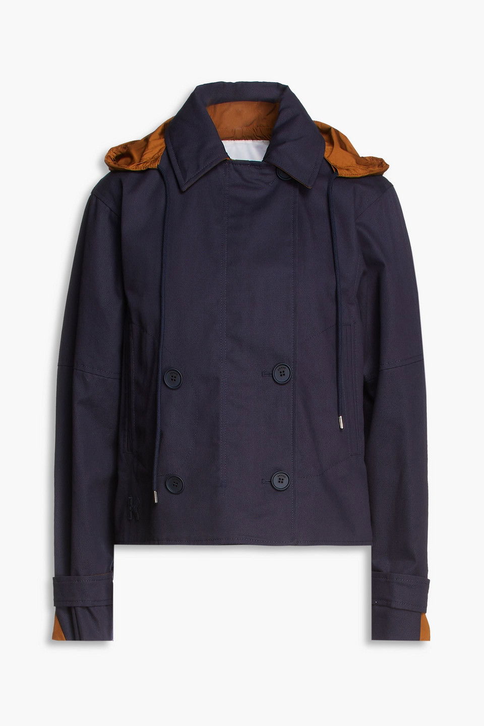 KENZO Double-Breasted Two-Tone Cotton-Canvas Hooded Jacket | endource