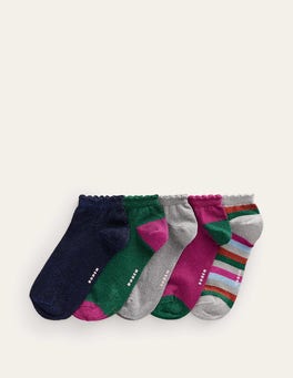 BODEN 5-Pack Sparkle Trainer Socks in Metallic | Endource