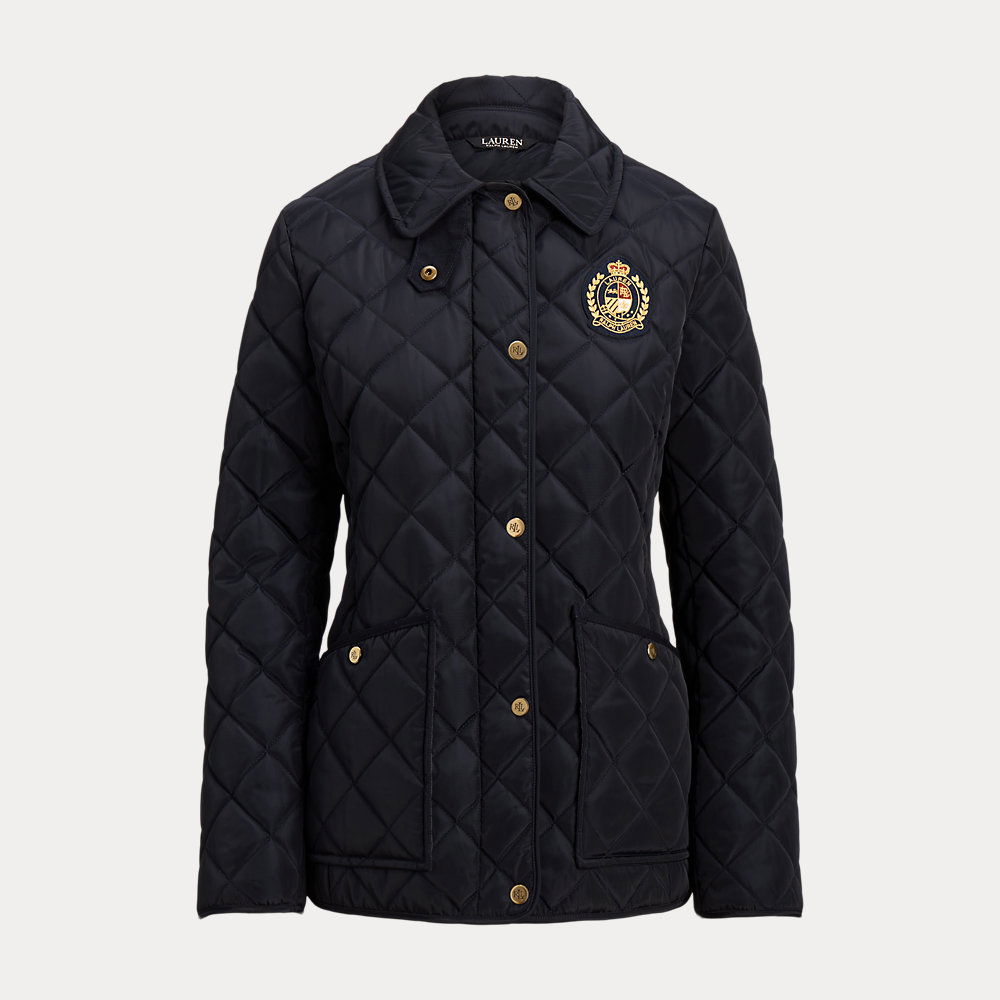 LAUREN RALPH LAUREN Crest-Patch Quilted Jacket in Blue | endource