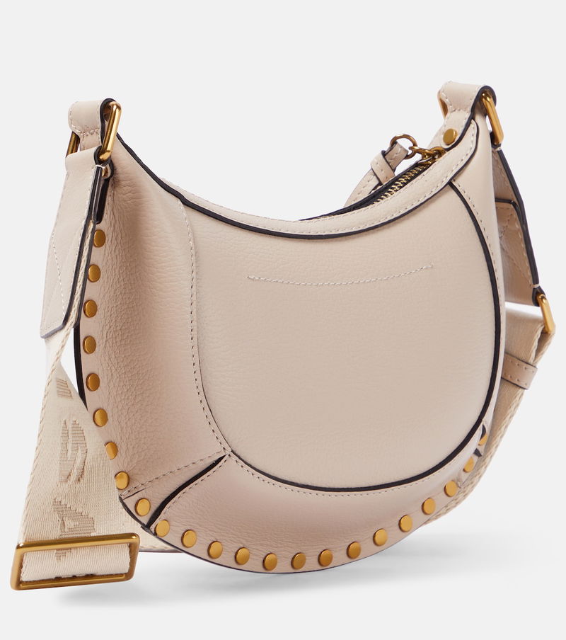 ISABEL MARANT Oskan Moon Mini Leather Crossbody Bag in Beige | endource
