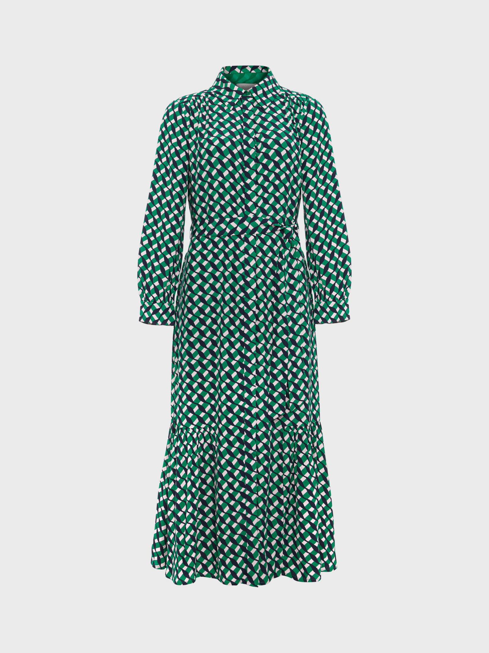 HOBBS Petite Emberly Geometric Print Midi Shirt Dress | endource