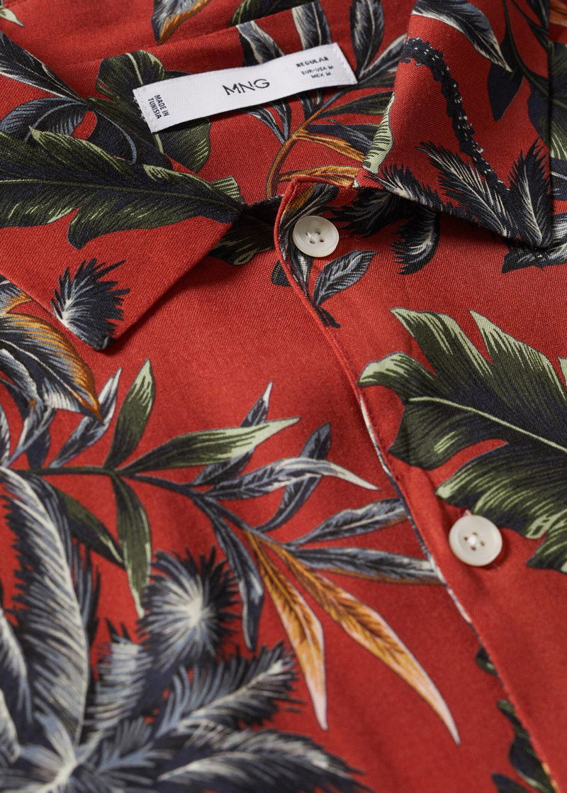 MANGO Hawaiian Flowy Shirt in Red | endource