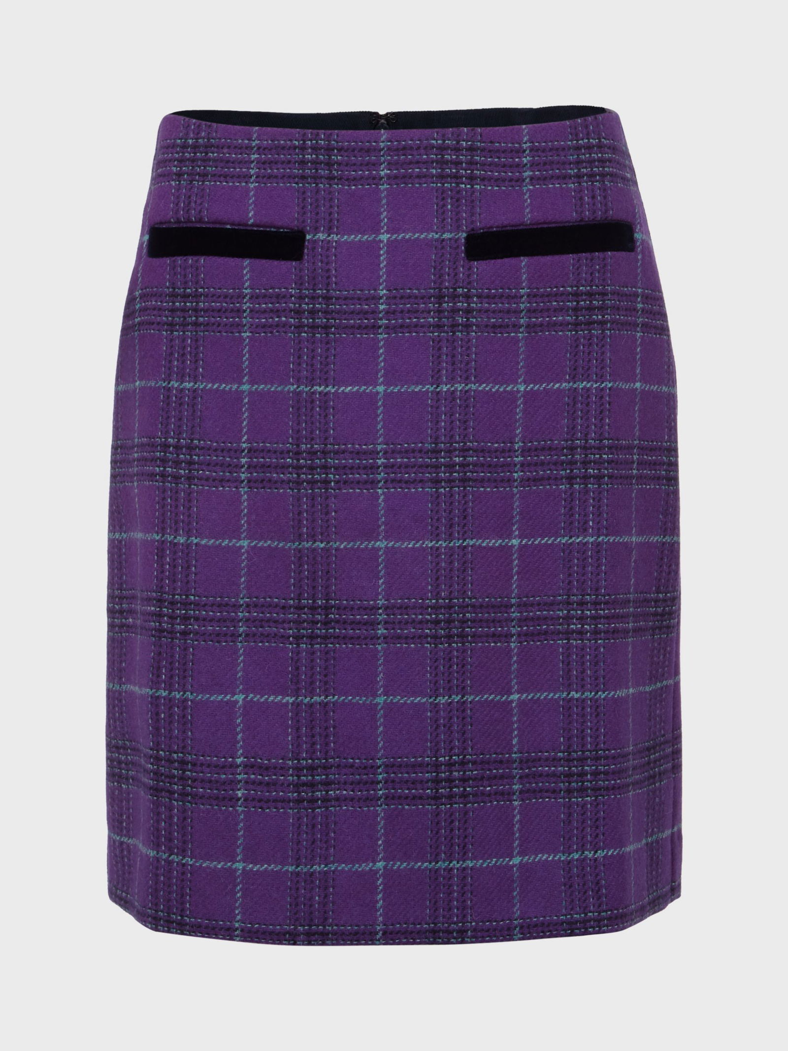 HOBBS Ruthie Check Wool Mini Skirt in Purple/Multi | endource