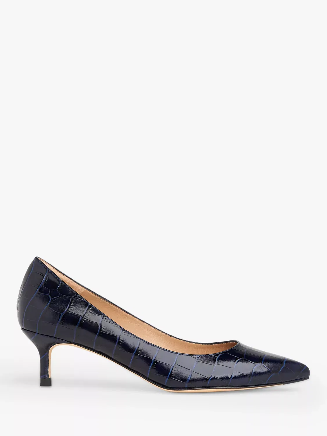 L.K. BENNETT Audrey Croc-Effect Kitten Heel Court Shoes | endource
