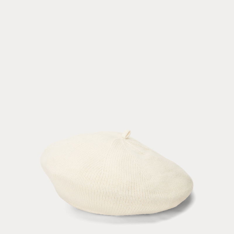 RALPH LAUREN Wool Beret in Cream | endource