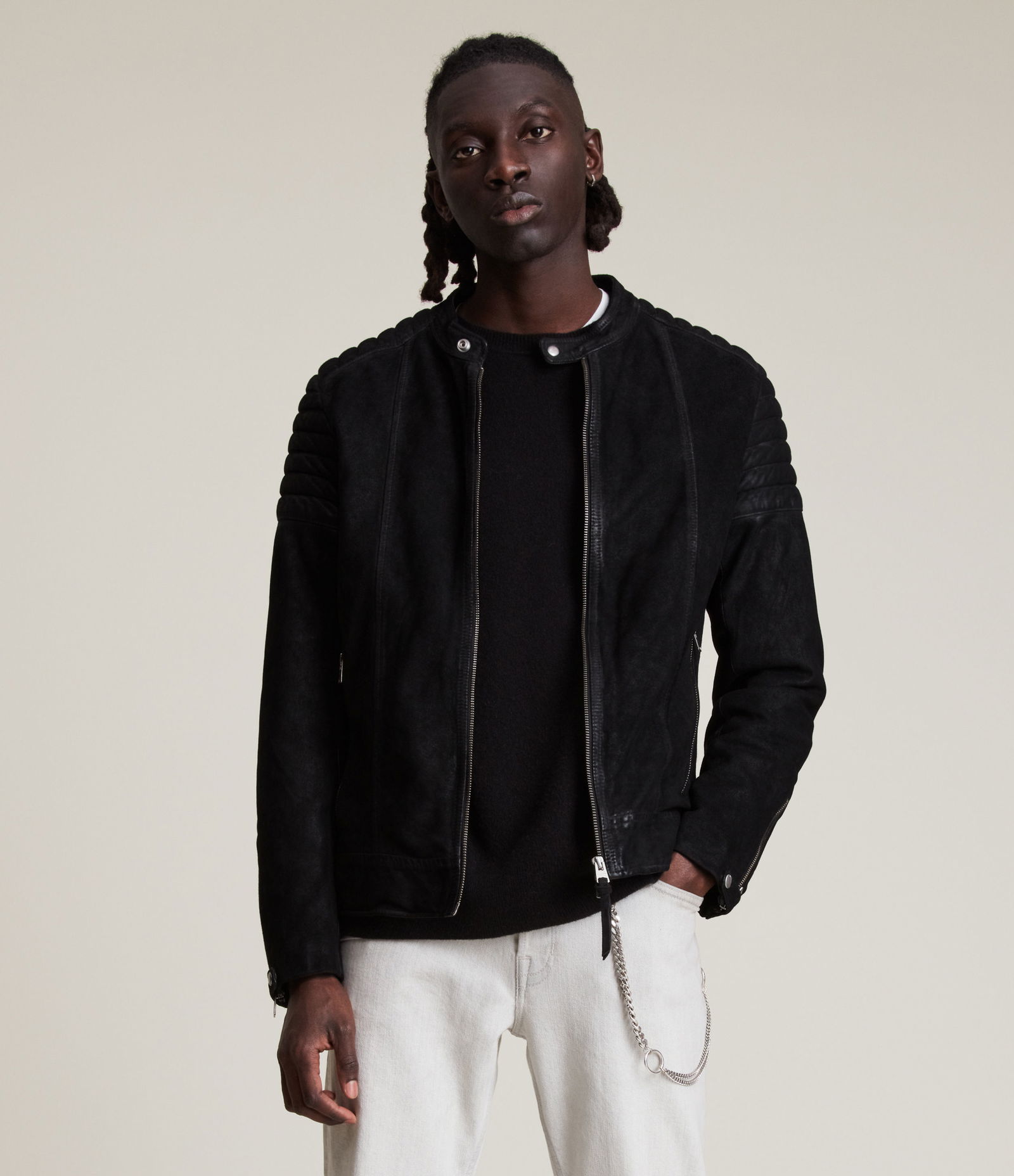 ALLSAINTS Caxton Suede Jacket in Black | endource