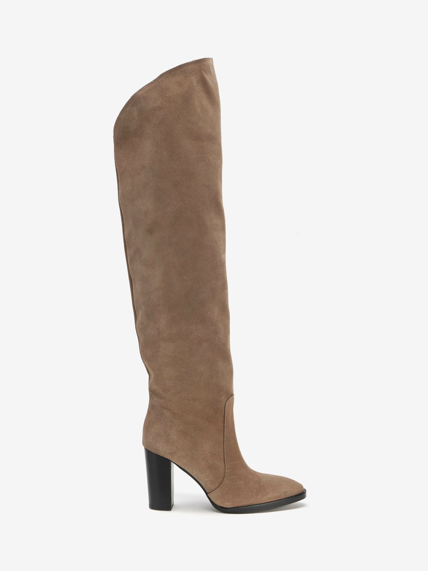 MINT VELVET Suede Long Boots in Natural Beige | endource