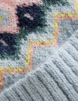 BODEN Fluffy Fair Isle Hat in Green Smoke/ Multi | Endource