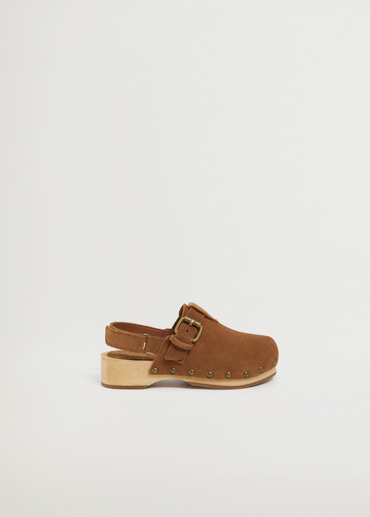 MANGO Studded Leather Clog in Brown | endource