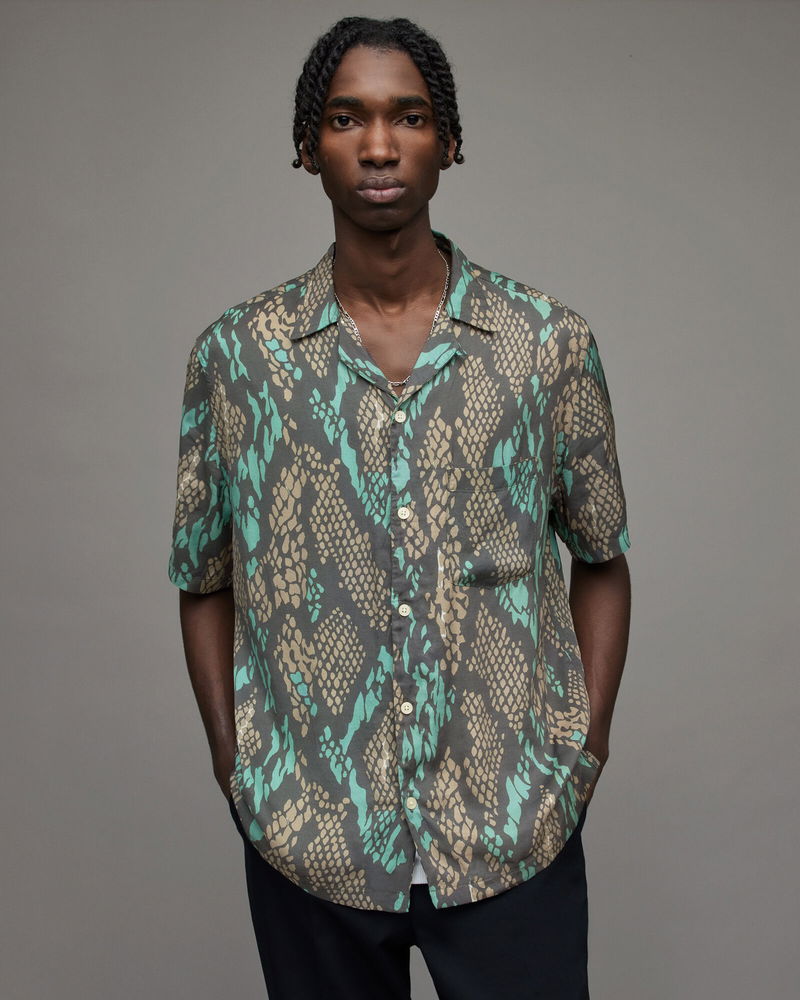 ALLSAINTS Krait Snake Print Shirt in Brown | Endource