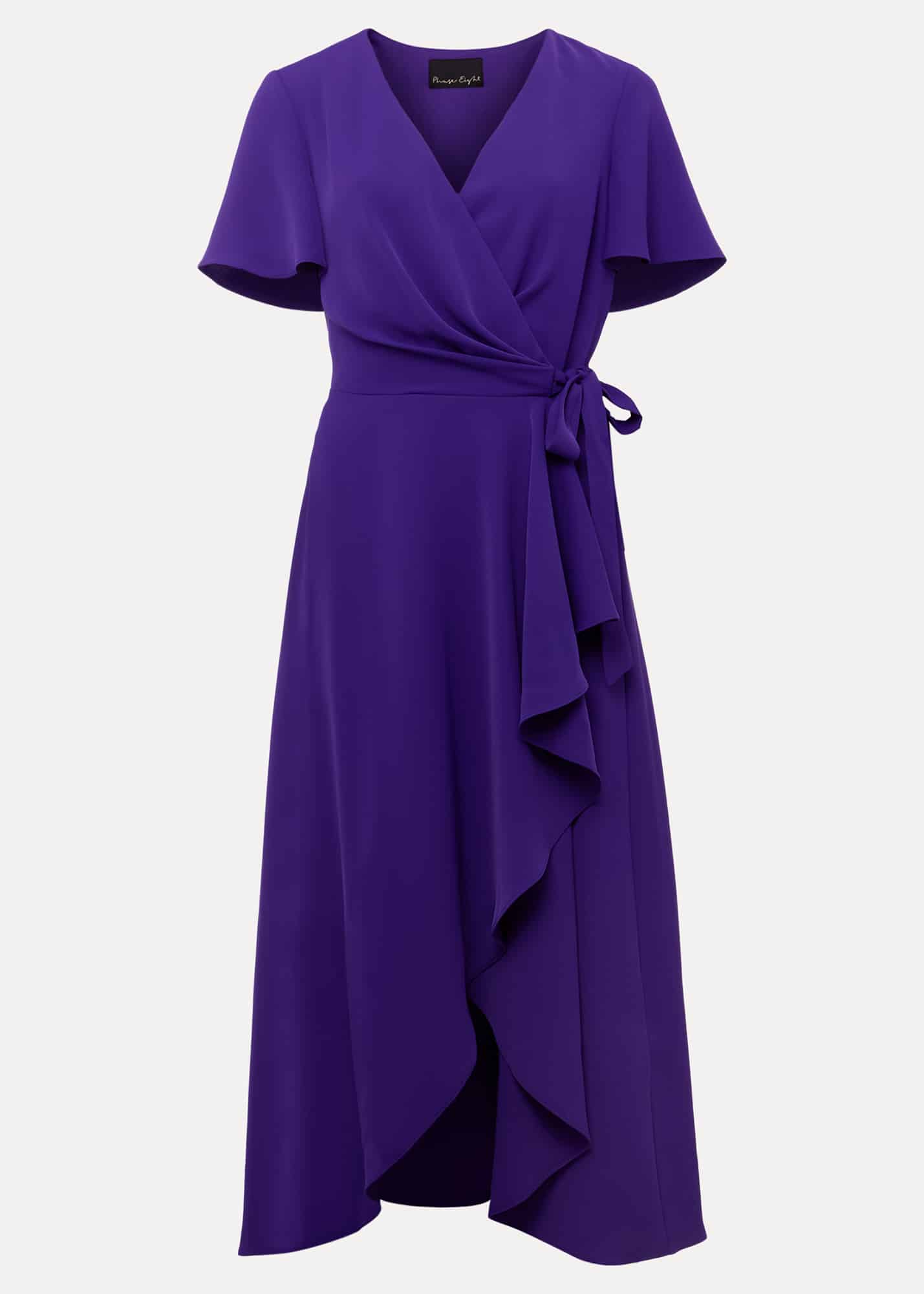 PHASE EIGHT Julissa Ruffle Wrap Midi Dress in Purple | endource