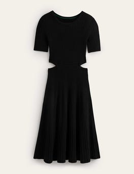 BODEN Cut Out Knitted Midi Dress in Black | endource