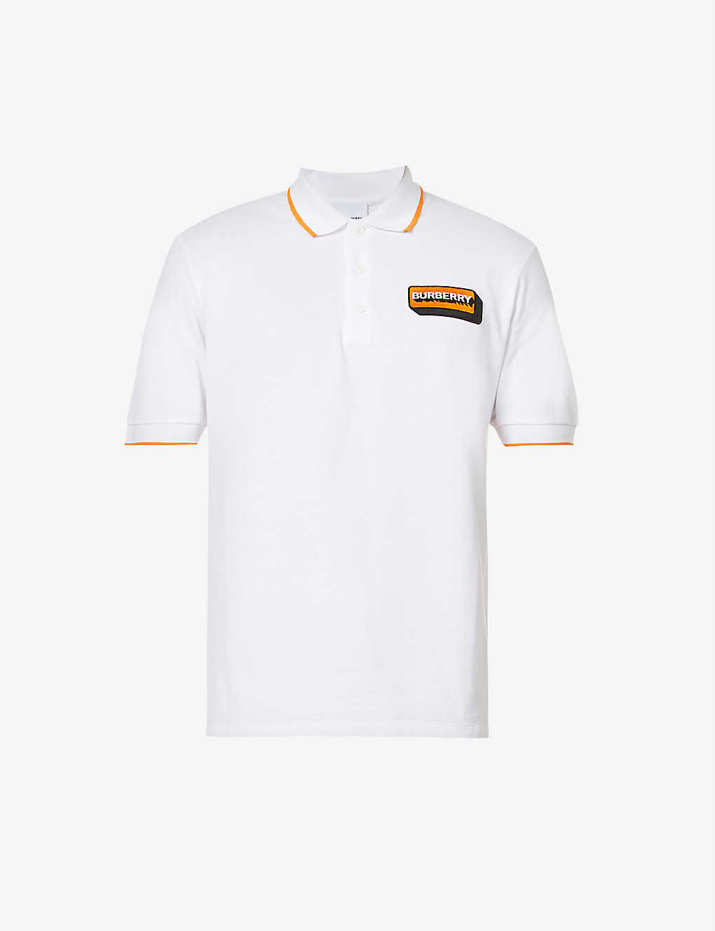 BURBERRY Perrywood Brand-Patch Polo Shirt in BLACK | Endource