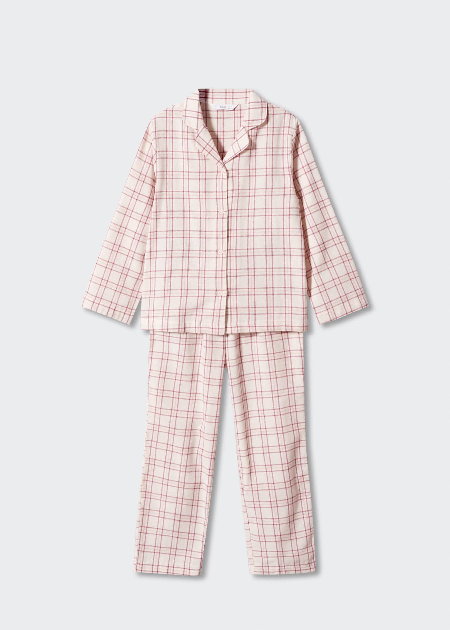 MANGO Check Long Pyjamas in Light Pink | endource