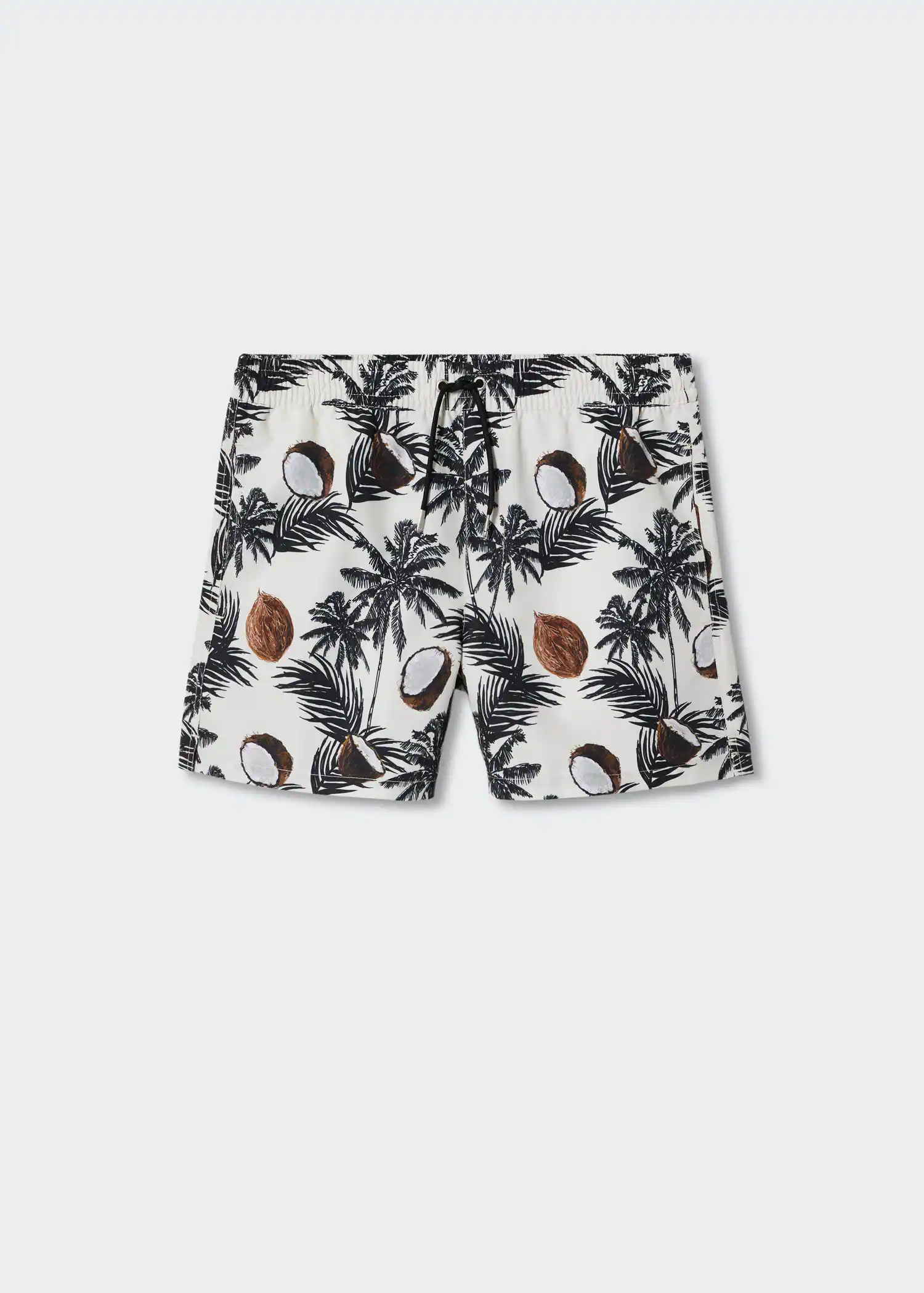 MANGO Hawaiian Print Swimming Trunks in White | endource