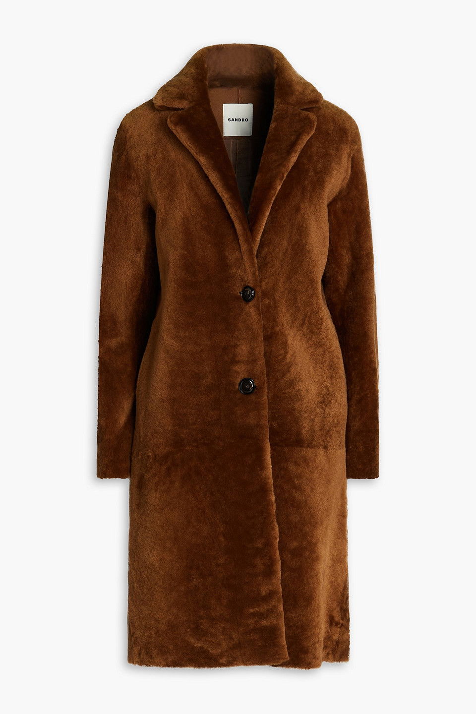 SANDRO Shearling Coat in Brown | Endource