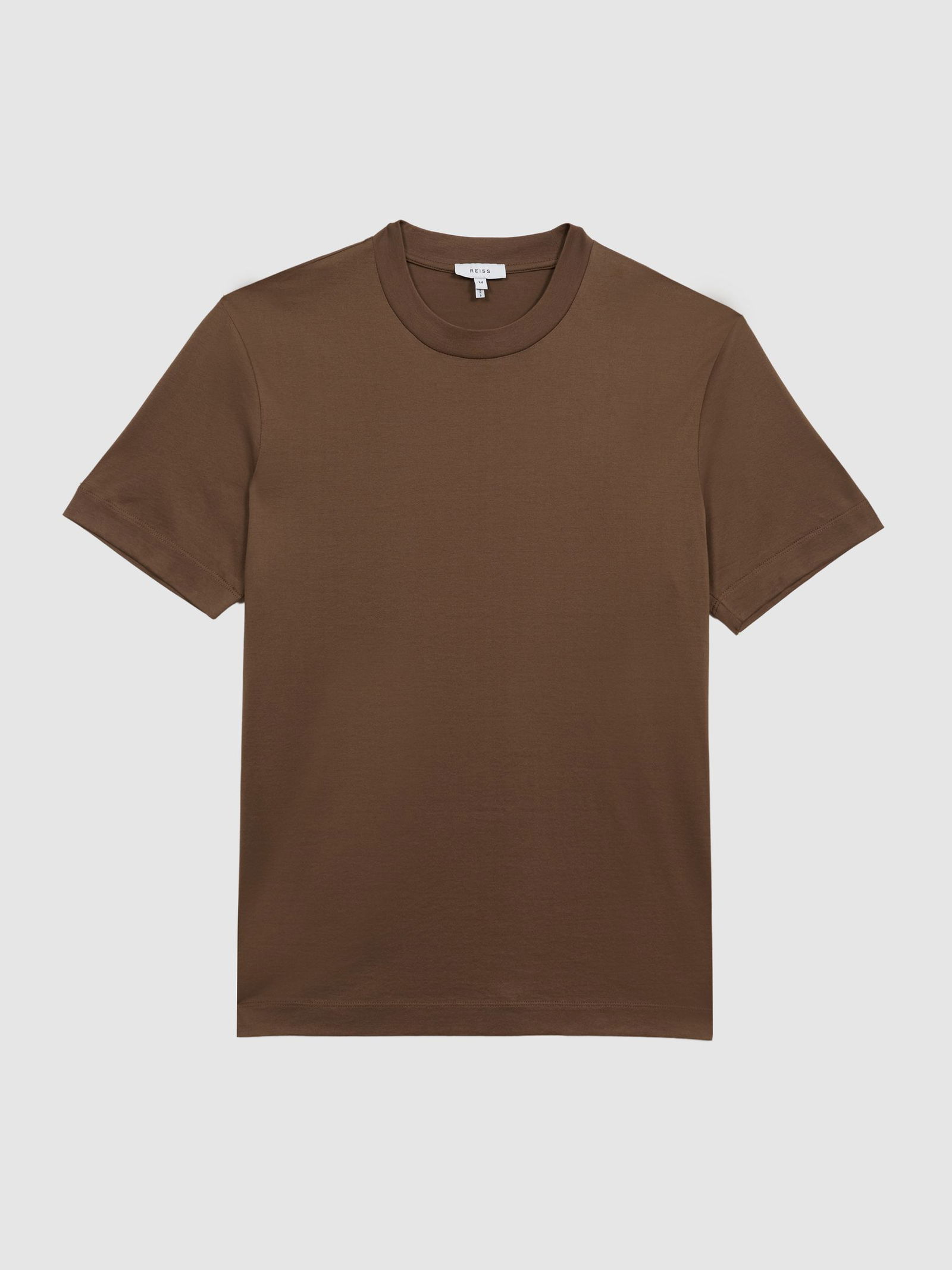 REISS Toffee Hunter Mercerised Cotton High Neck T-Shirt in Toffee ...