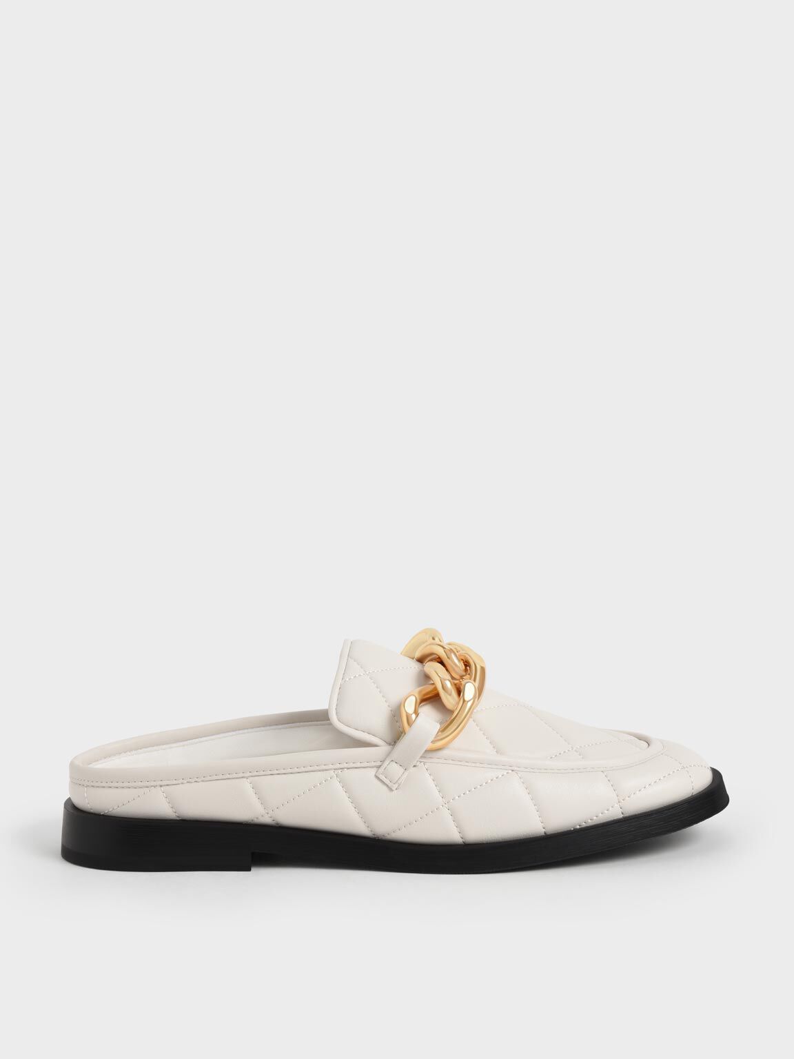 CHARLES & KEITH Quilted Chain Loafer Mules | endource