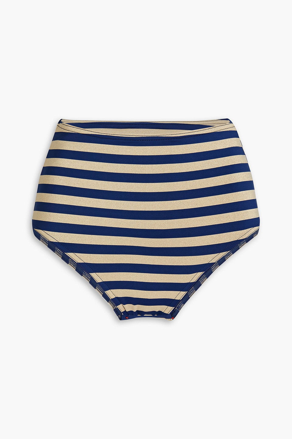 ZIMMERMANN Striped Metallic High-Rise Bikini Briefs in Blue | endource