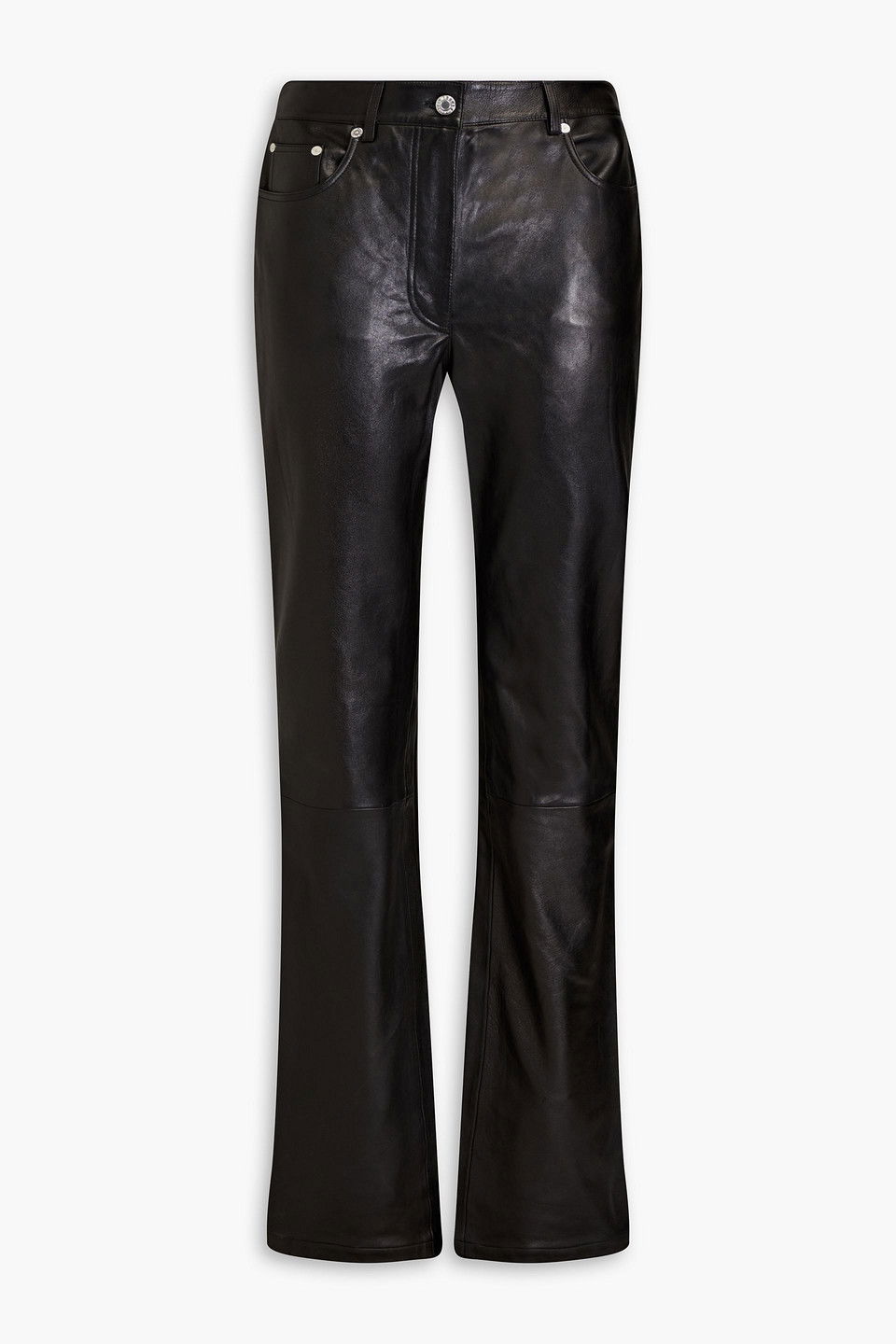 HELMUT LANG Leather Bootcut Pants in Black | endource