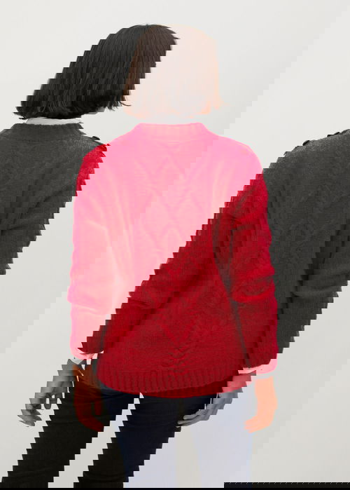 MANGO Decorative Button Sweater in Red | endource