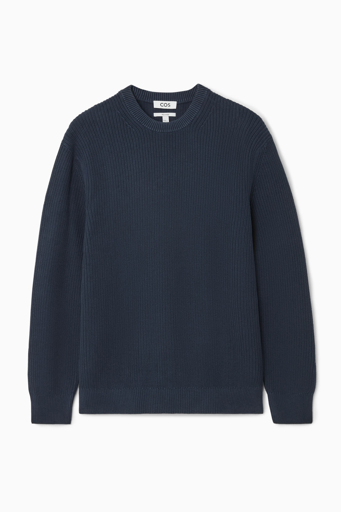 COS Stone-Washed Knitted Jumper in NAVY | endource