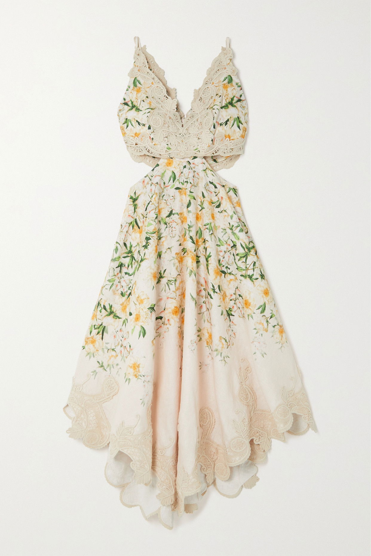 ZIMMERMANN Coaster Battenburg Cutout Lace-Appliquéd Floral-Print Linen ...