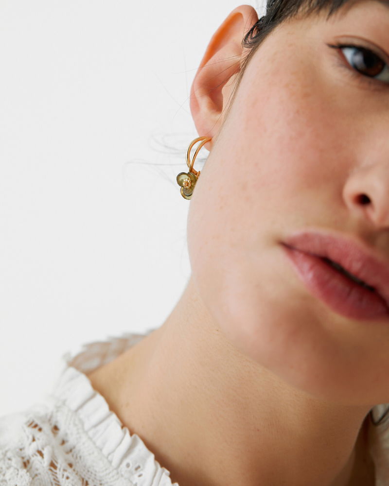OLIVER BONAS Cora Flower Cluster Hoop Earrings in Green | endource
