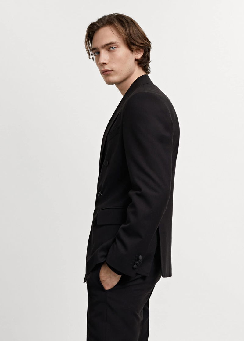 MANGO Tuxedo Suit Jacket in Black | endource