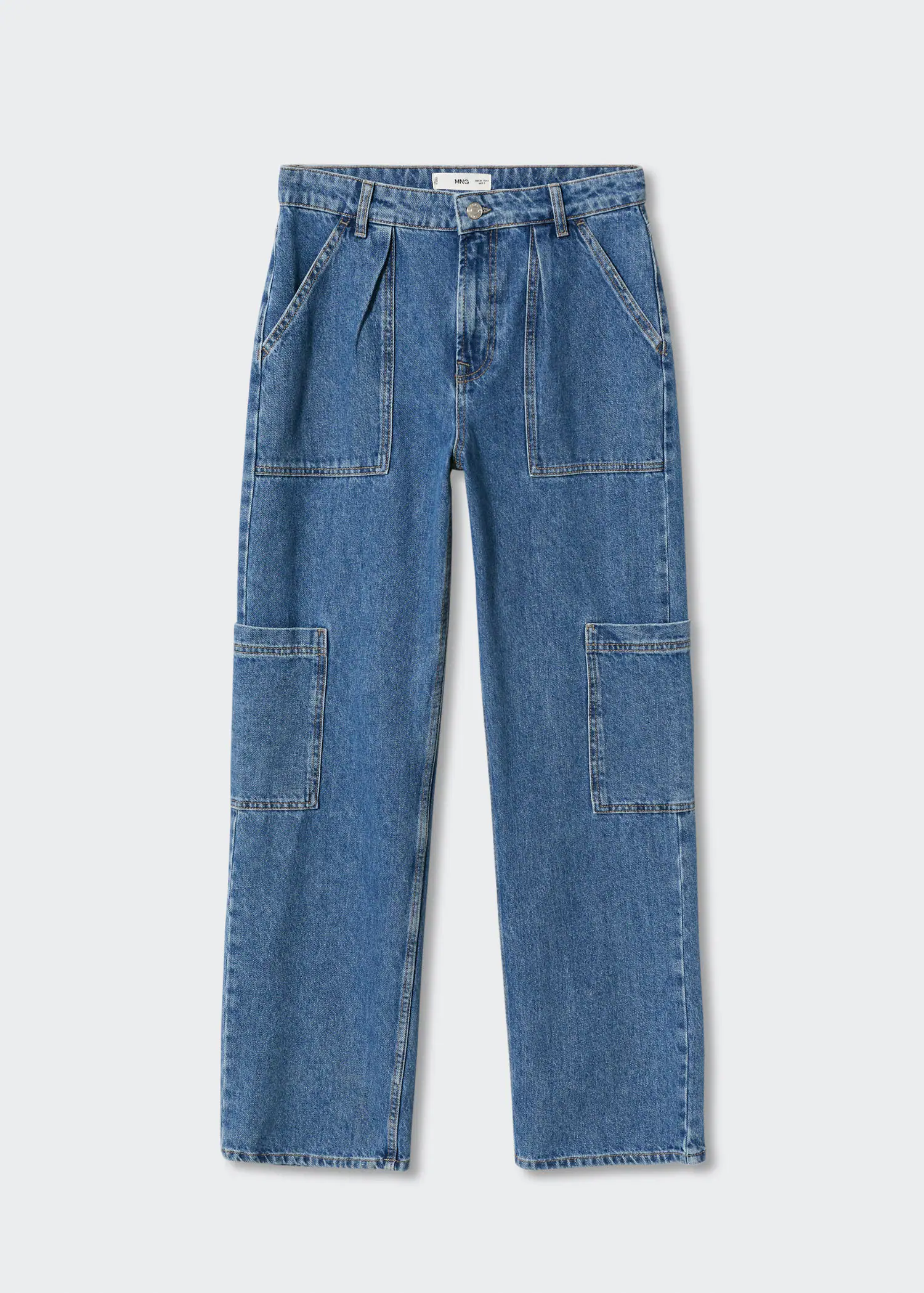 MANGO Cargo Jeans With Darts in Medium Blue | endource