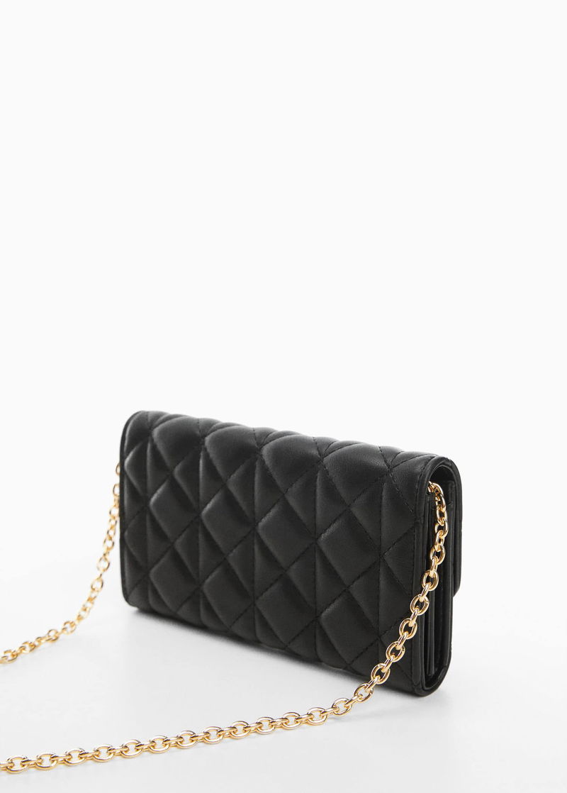 MANGO Padded Purse With Chain in Black | endource