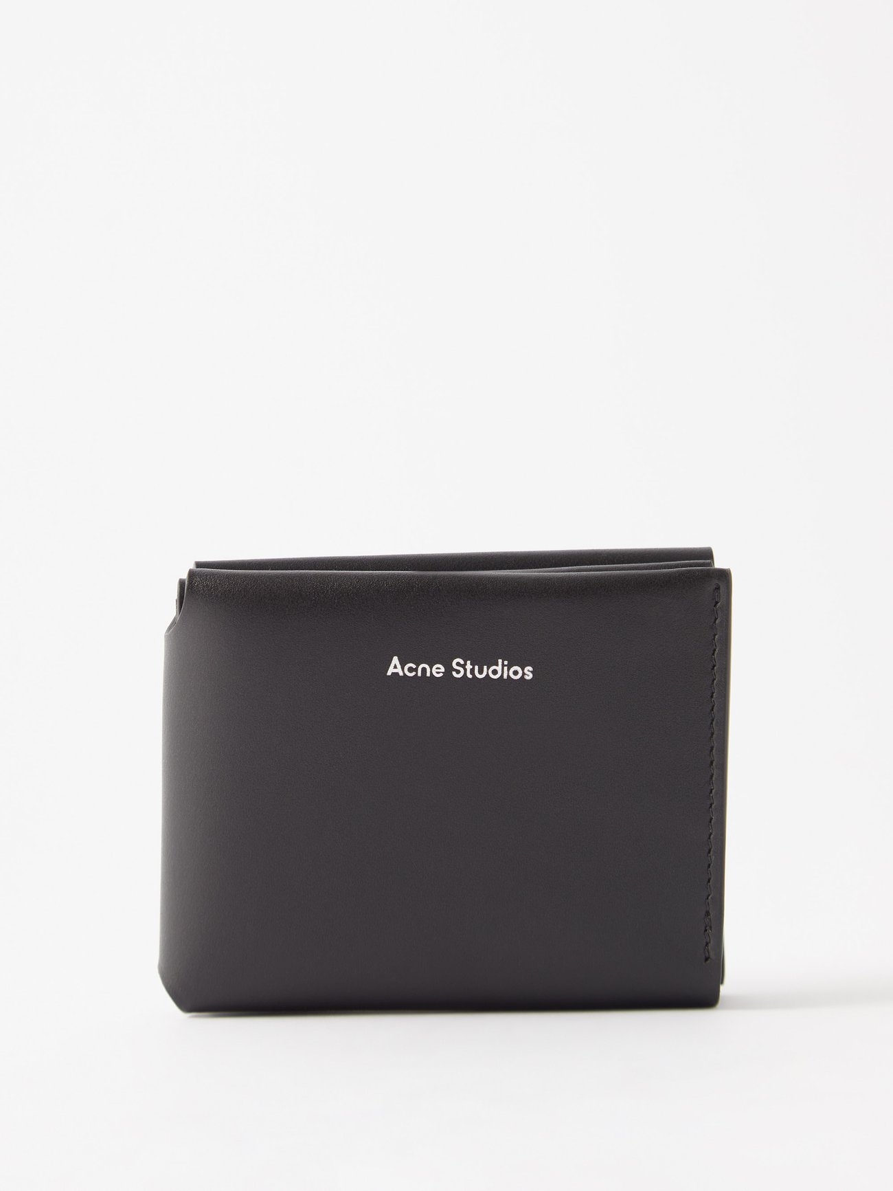 ACNE STUDIOS Logo-Print Leather Bi-Fold Wallet | endource