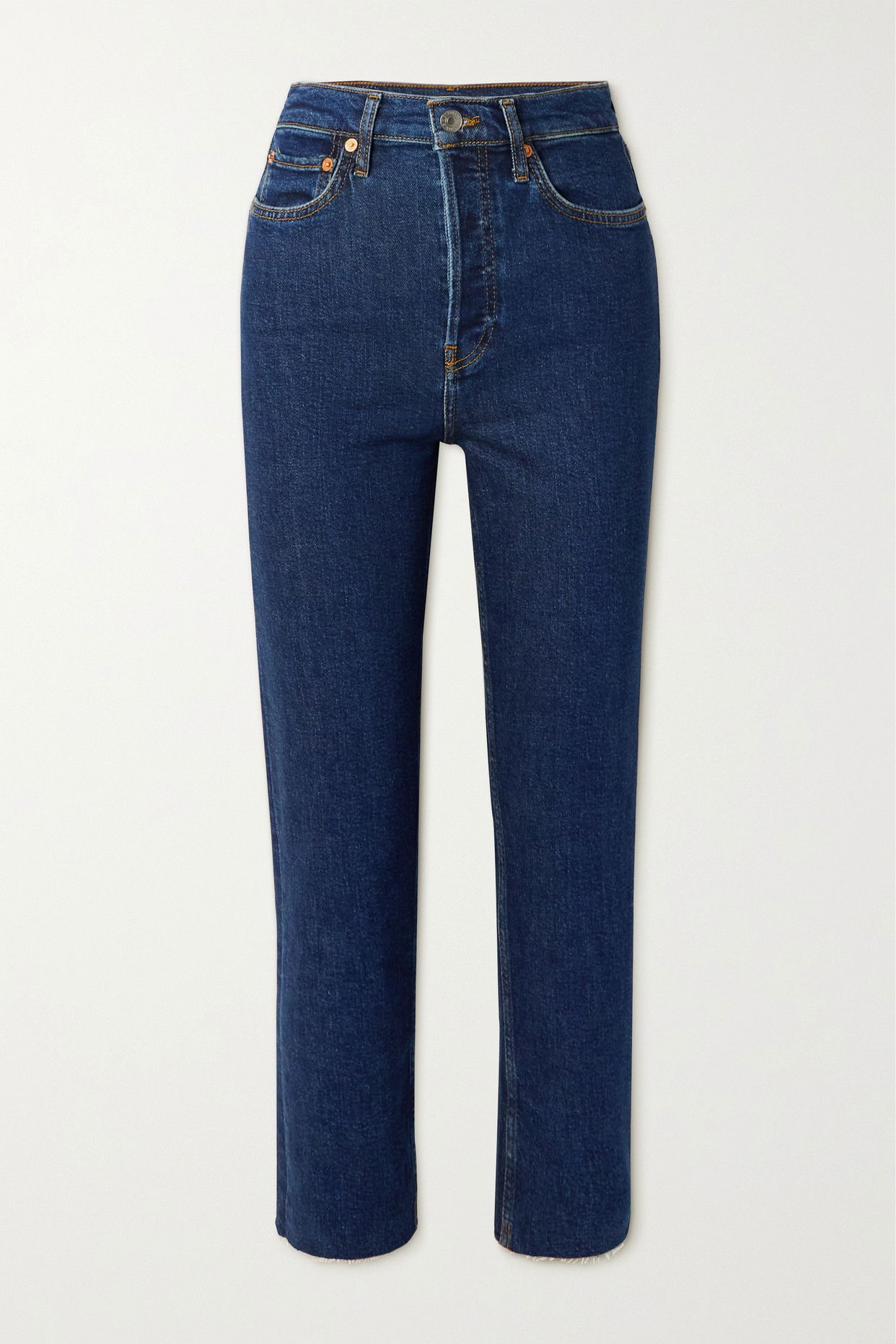 Redone 70s Stove Pipe High-Rise Straight-Leg Jeans in Blue | Endource