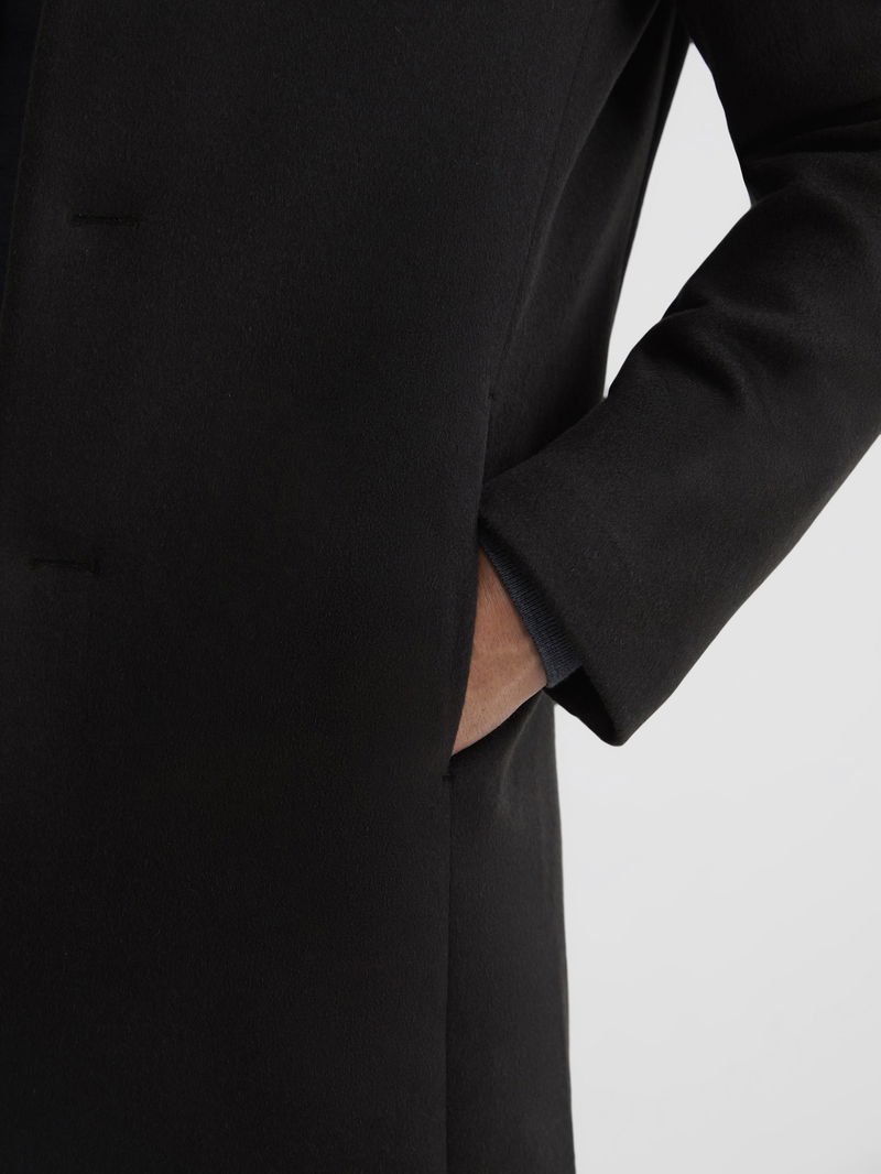 REISS Gable Single Breasted Overcoat in Khaki | endource