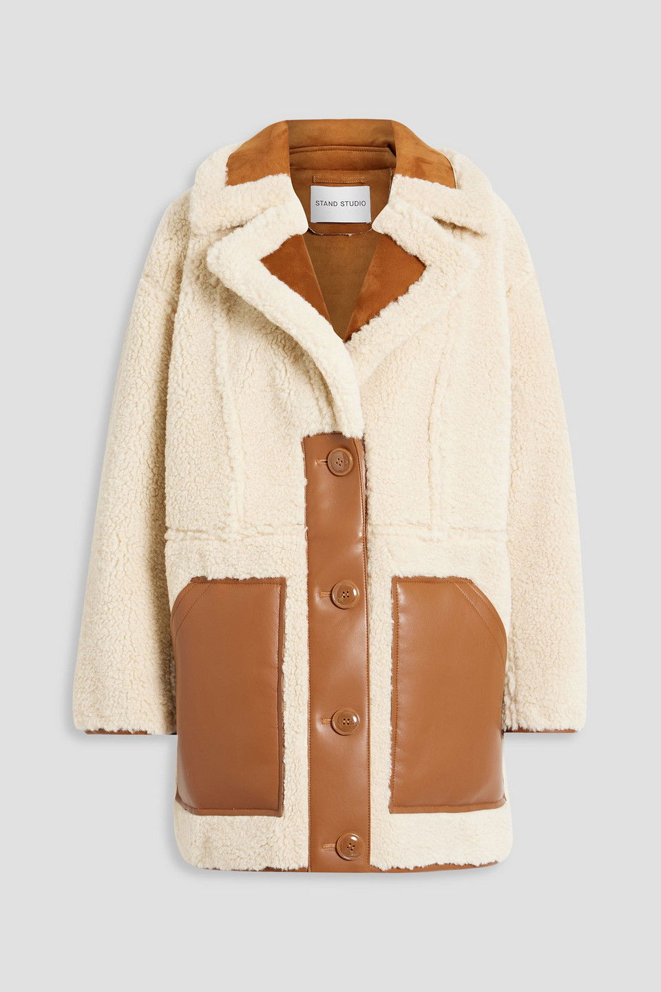 STAND STUDIO Tory Faux Shearling Coat in White | endource