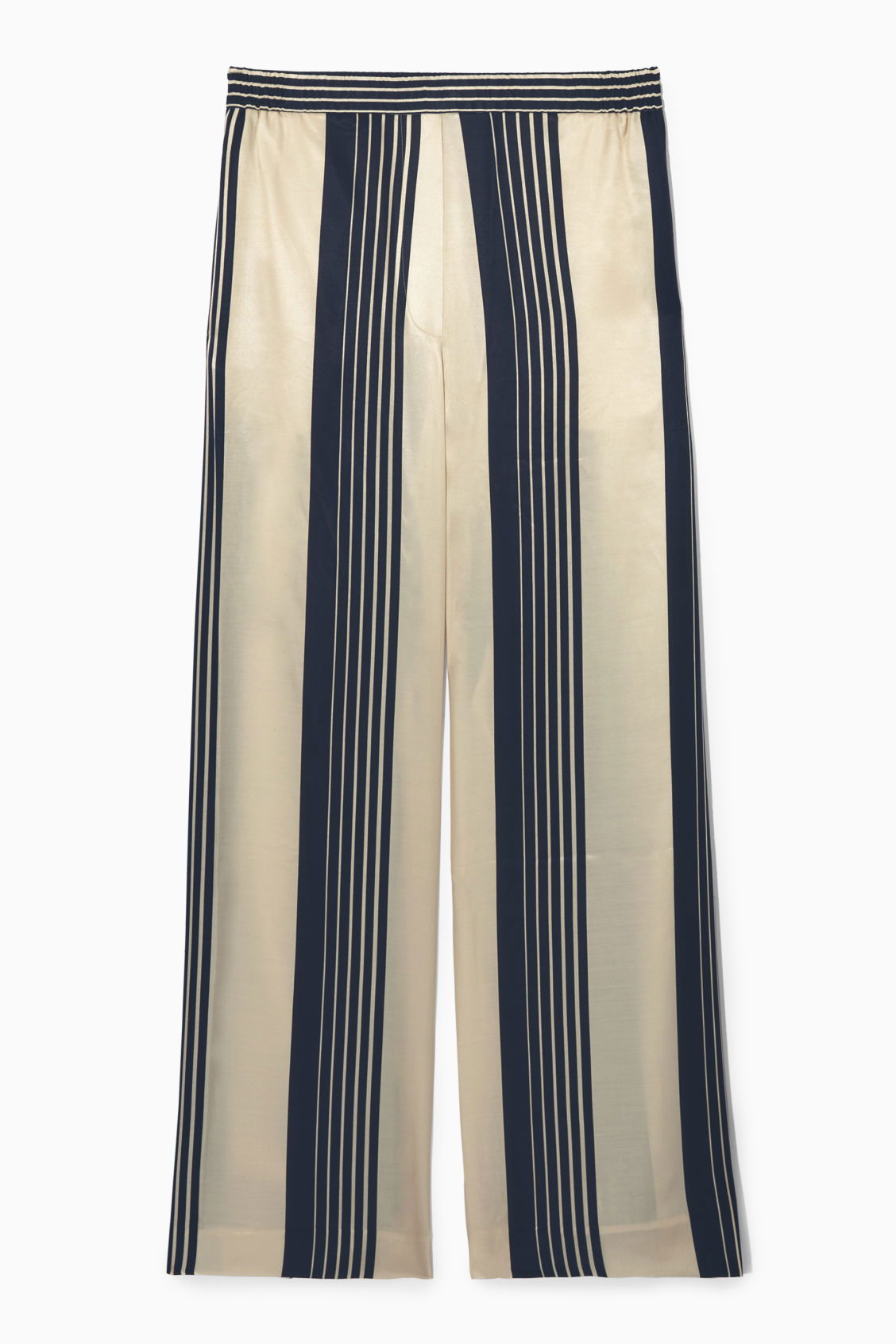 COS Straight-Leg Striped Satin Trousers in NAVY / CREAM / STRIPED ...