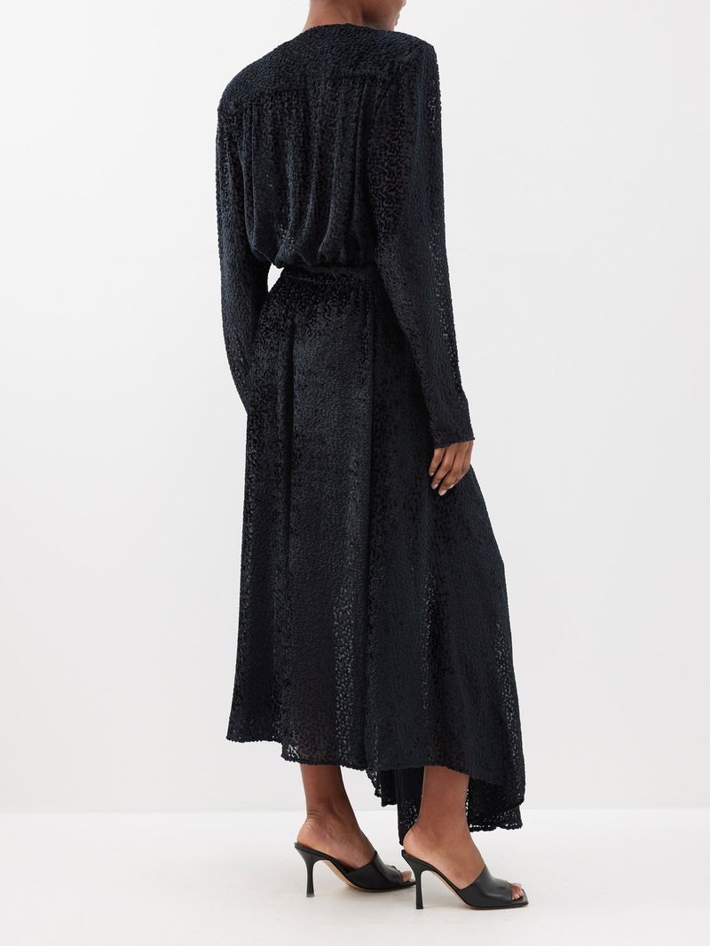 RAEY Velvet Devoré Wrap Dress in Black | endource