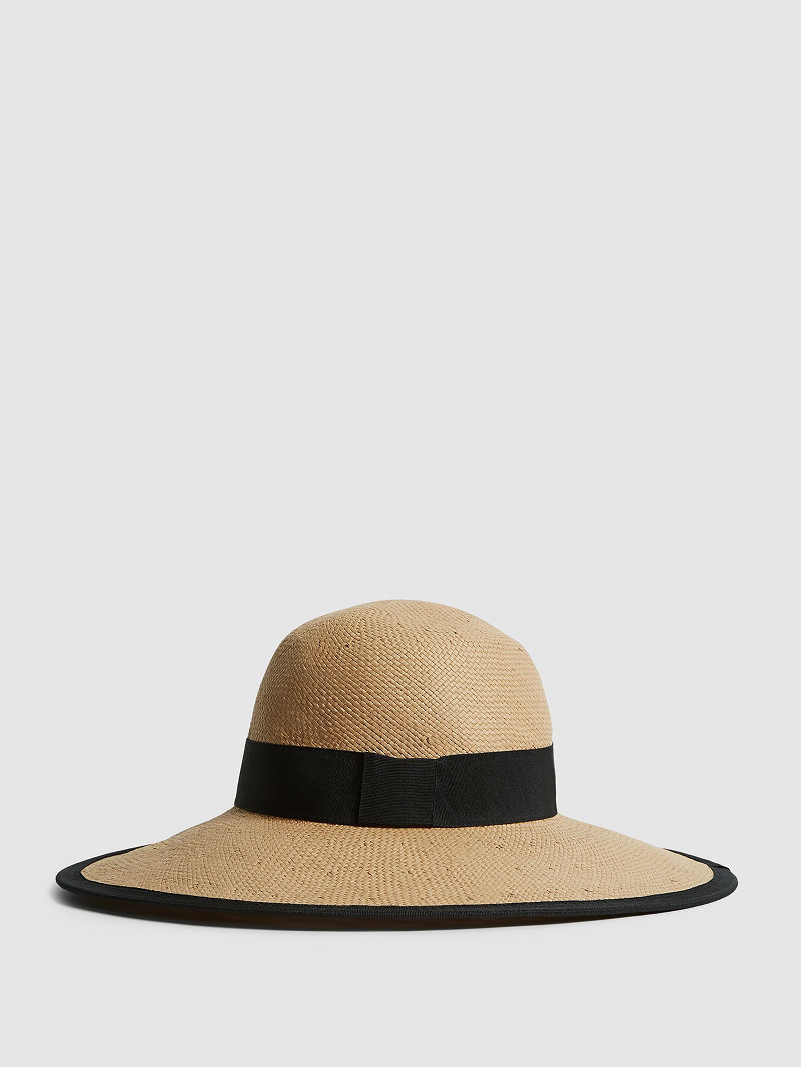 REISS Nina Raffia Wide Brim Hat in Natural | endource