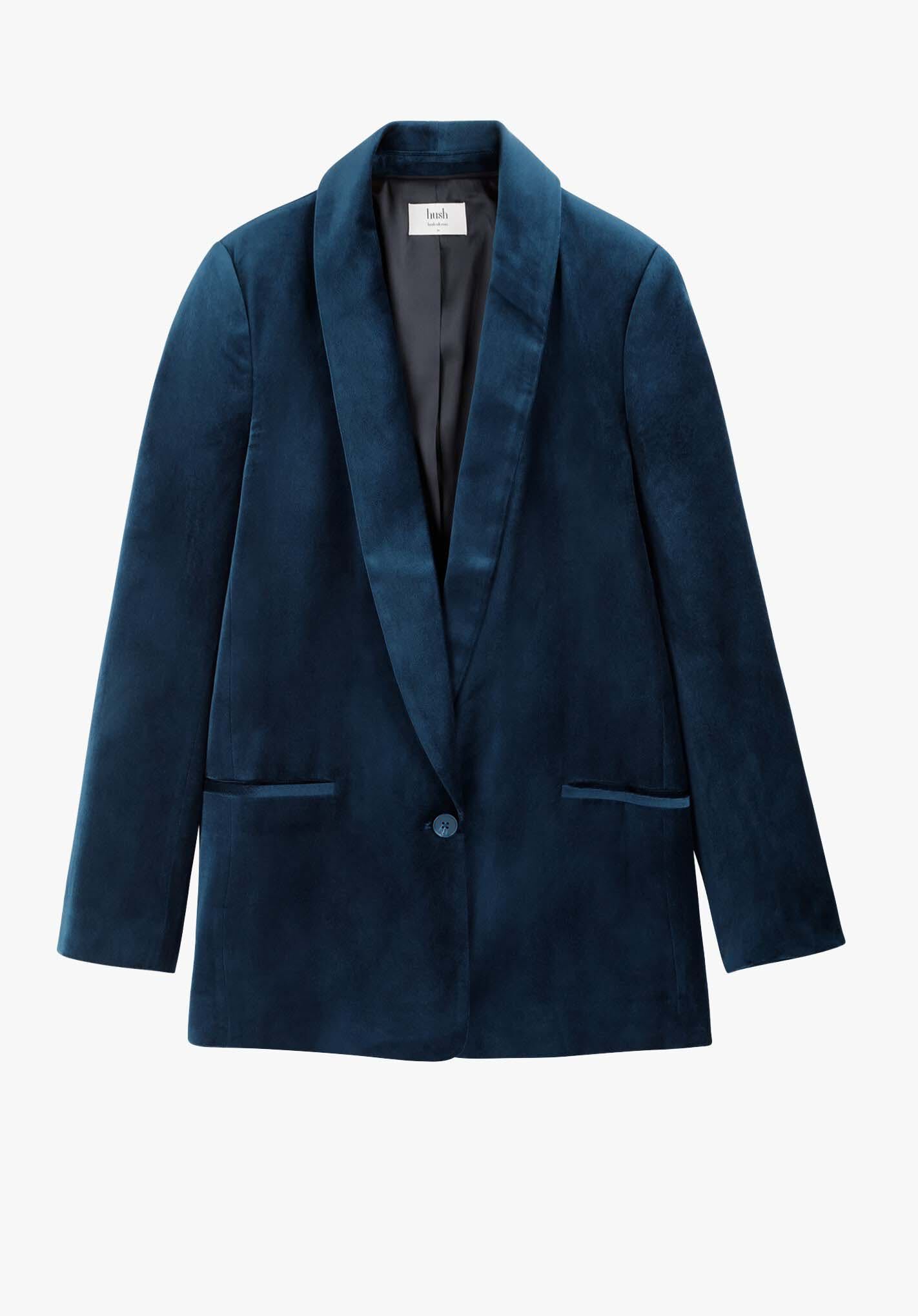 HUSH Velvet Blazer in Blue Velvet | endource