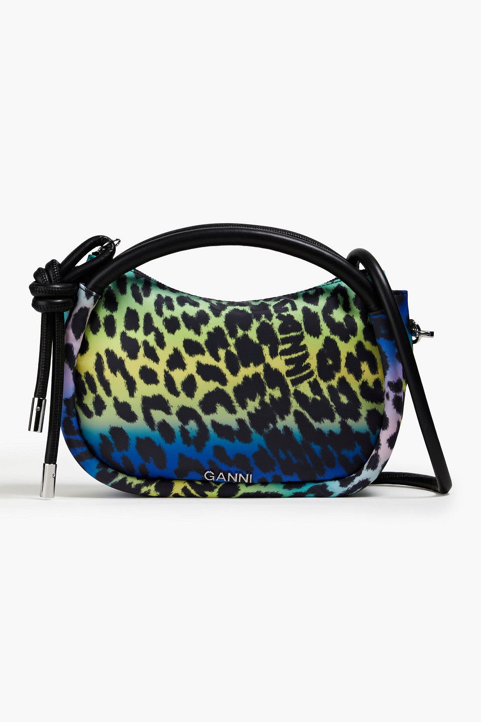 GANNI Knotted Leopard-Print Shell Shoulder Bag in Yellow | Endource