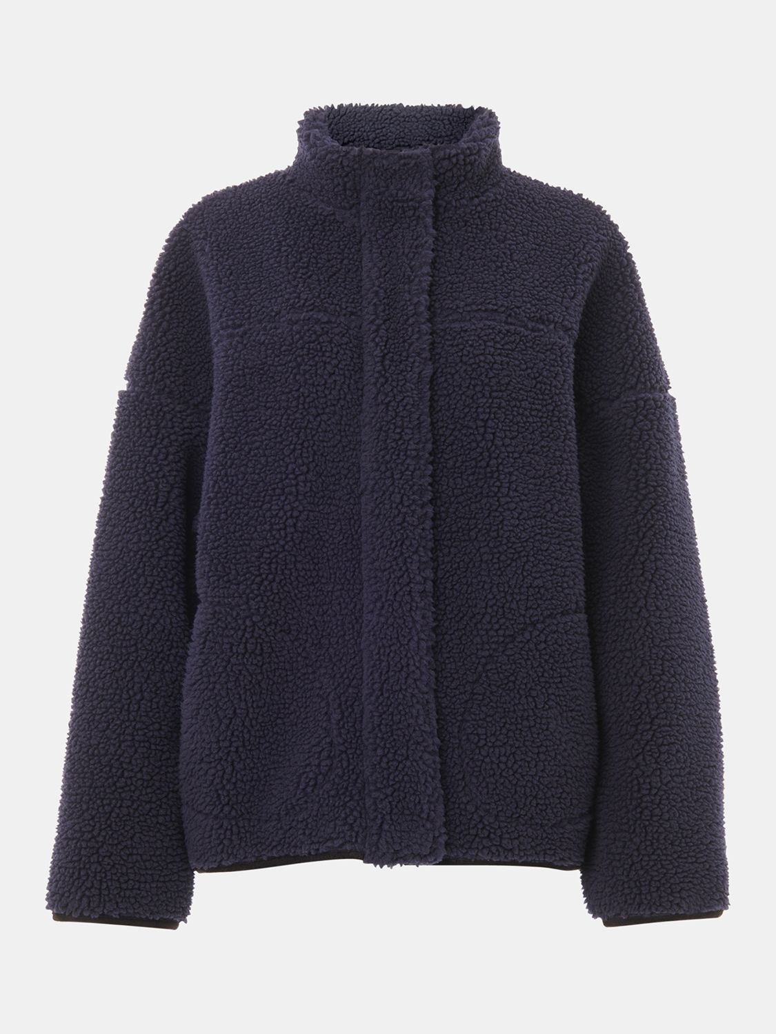 WHISTLES Faux Teddy Bomber Jacket in Navy | Endource