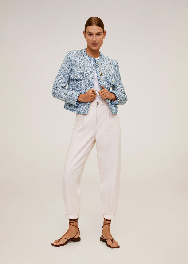 MANGO Tweed Jacket in Blue | endource