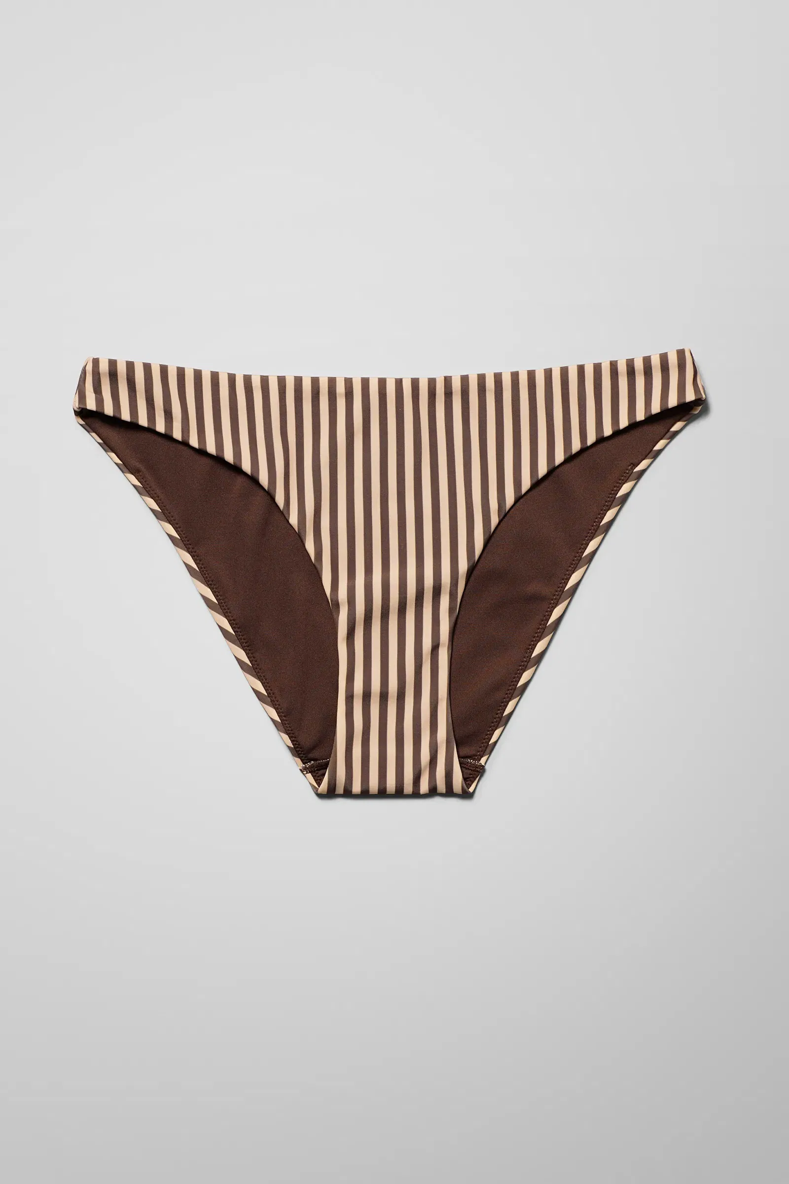 WEEKDAY Ava Stripe Swim Bottoms in Brown | endource