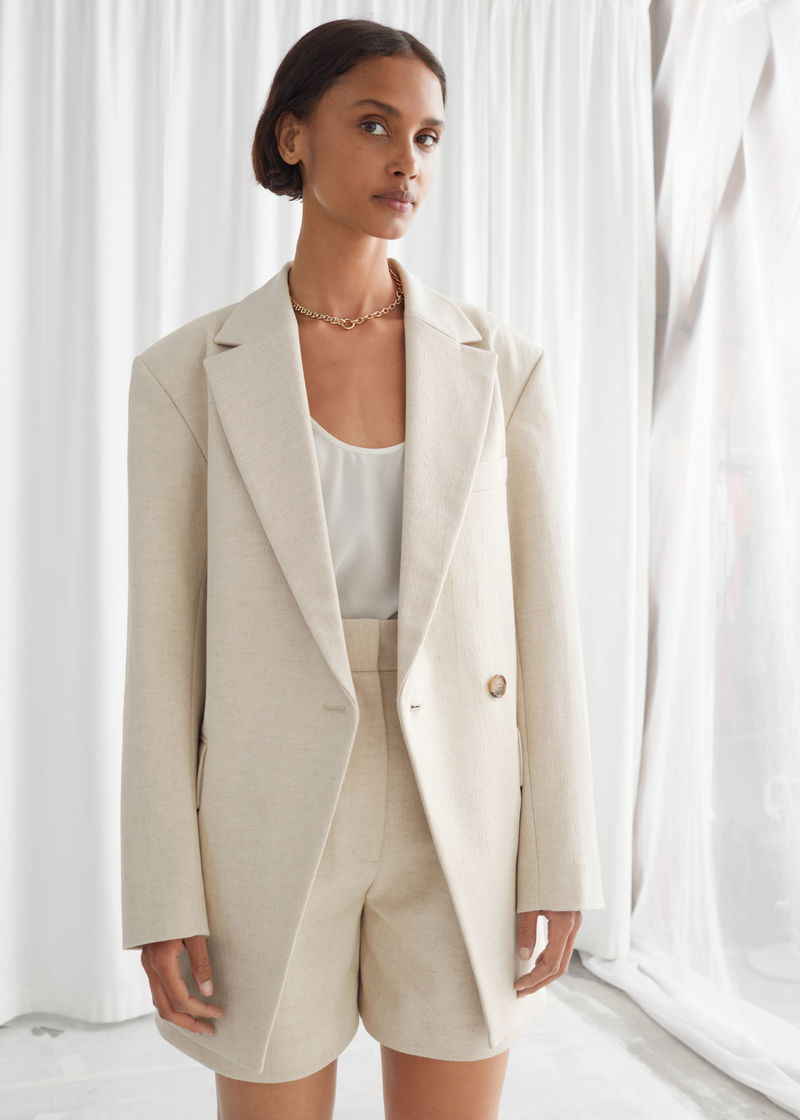 & OTHER STORIES Dropped Shoulder Straight Fit Blazer in Beige | Endource