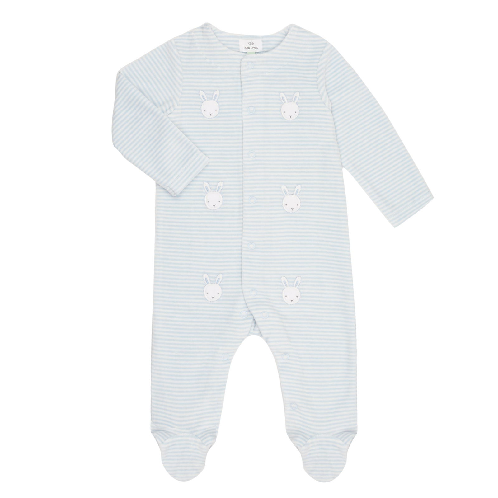 JOHN LEWIS Rabbit Stripe Sleepsuit in Blue-Blue | Endource
