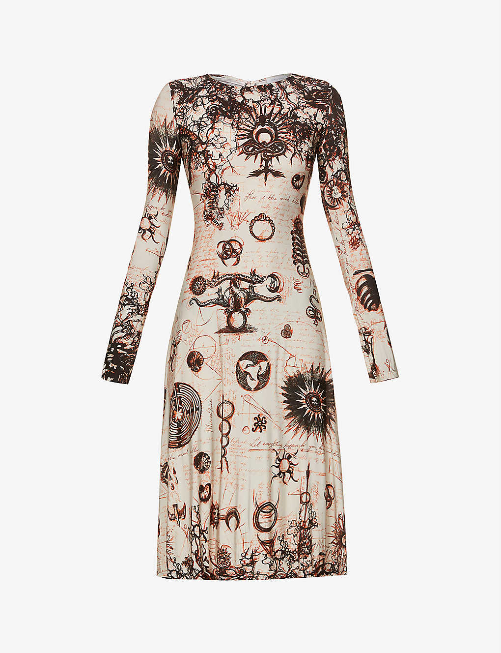 MARINE SERRE Fluid Graphic-Pattern Stretch-Woven Midi Dress in ...