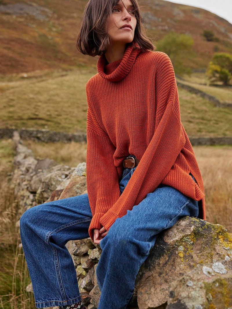 BARBOUR Stitch Cape Jumper in Spiced Pumpkin | Endource
