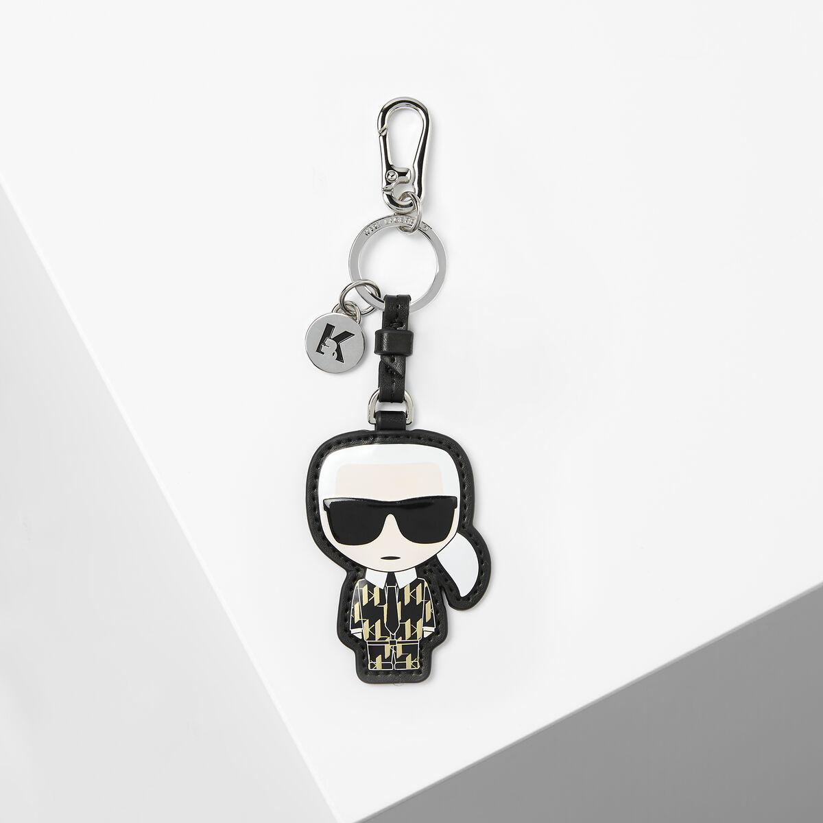 KARL LAGERFELD K/Ikonik Monogram Suit Keychain in Black/Gold | Endource