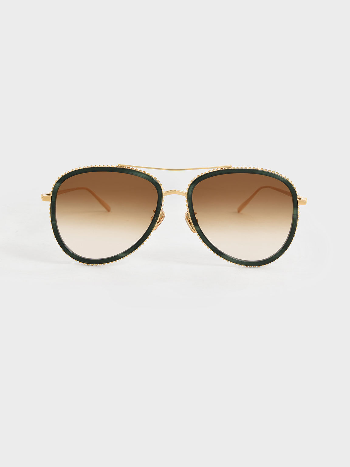 Charles And Keith Recycled Acetate Gradient Tint Aviator Sunglasses